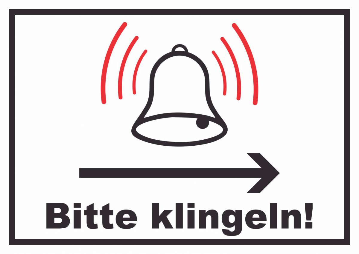 Bitte klingeln Richtungspfeil rechts Schild | HB-Druck Schilder ...
