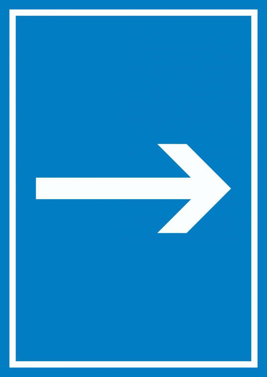 Richtungspfeil rechts Schild hochkant weiss blau Pfeil | HB-Druck ...