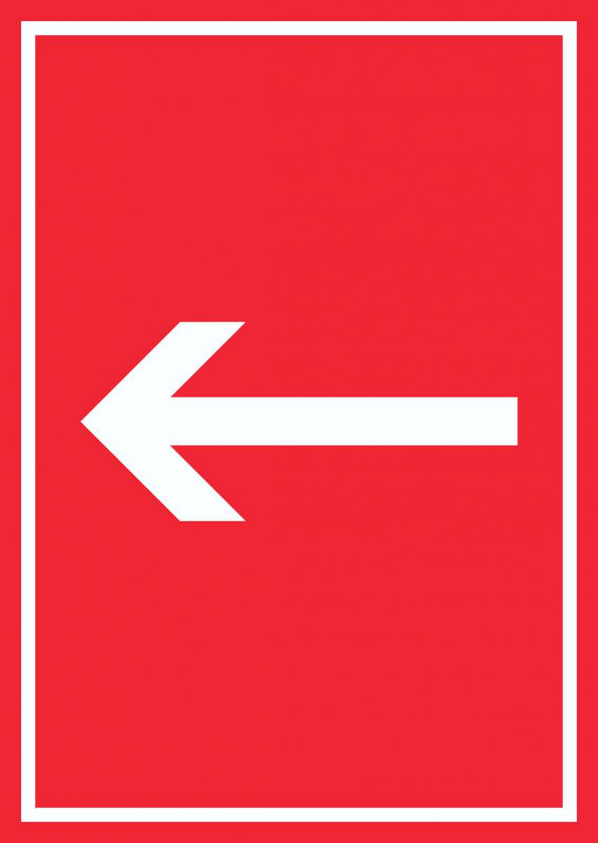 Richtungspfeil links Schild hochkant weiss rot Pfeil | HB-Druck ...