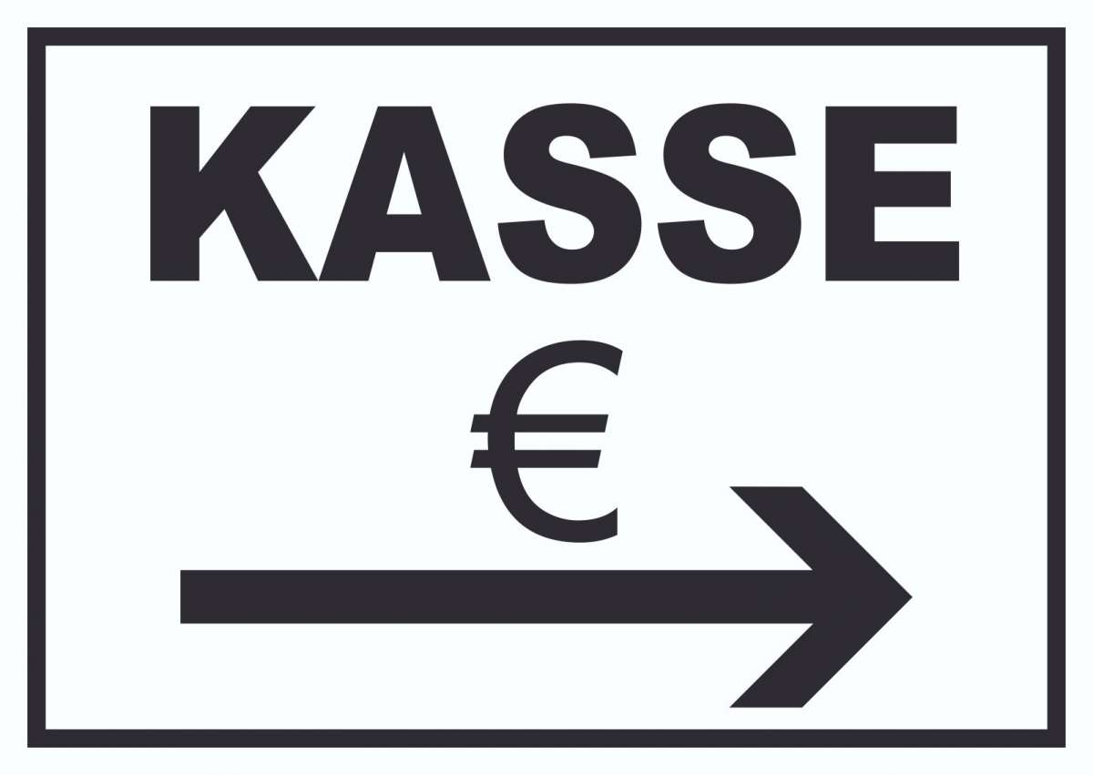 Kasse rechts Schild | HB-Druck Schilder, Textildruck & Stickerei Onlineshop